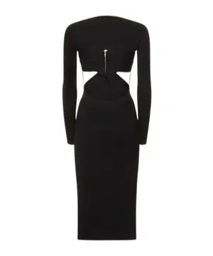 DION LEE Ribbed Cut-out Long Sleeve Dress