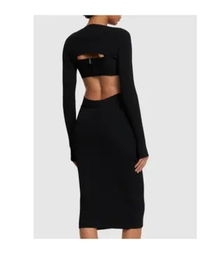 DION LEE Ribbed Cut-out Long Sleeve Dress
