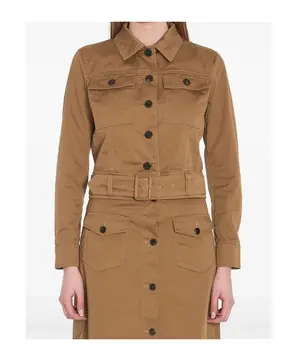 Saint Laurent Belted Cropped Jacket - Beige
