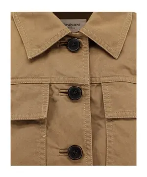 Saint Laurent Belted Cropped Jacket - Beige