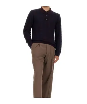 Etro Wool-blend Jacquard Polo Shirt - Black