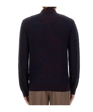 Etro Wool-blend Jacquard Polo Shirt - Black
