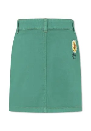 Kenzo Denim Skirt With Embroidered Detail