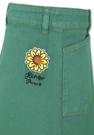 Kenzo Denim Skirt With Embroidered Detail