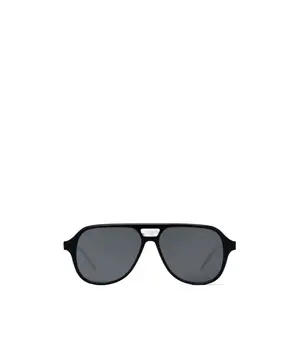 Thom Browne Shiny Acetate Aviator Sunglasses - Black