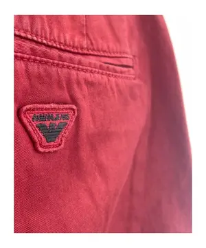 Emporio Armani Logo Decal Tapered Fit Chinos - Red