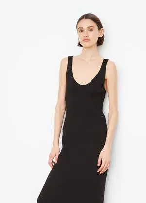 Vince Ribbed Knit V-neck Midi Dress
