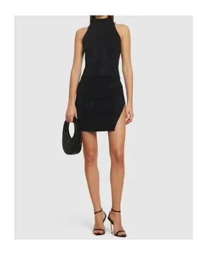 David Koma Knit Mini Skirt With Side Slit