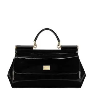 Dolce & Gabbana Logo Plaque Medium Sicily Bag - Black