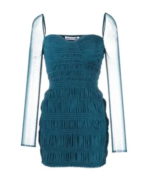 SELF-PORTRAIT Shirred Powermesh Mini Dress