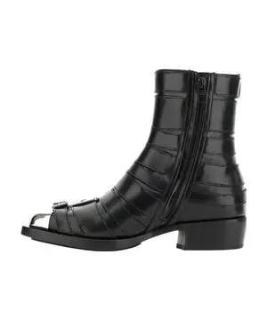 Alexander McQueen Buckle Detailed Ankle Boots With Metal Toe