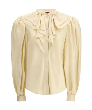 Gucci Ruffle Trim Silk Shirt