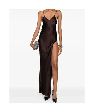 Vetements Spaghetti Strap V-neck Side Slit Dress