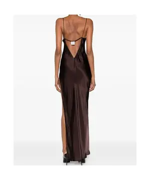 Vetements Spaghetti Strap V-neck Side Slit Dress