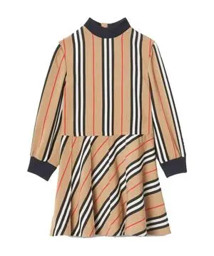 Burberry Signature Print Long Sleeve Dress - Nude