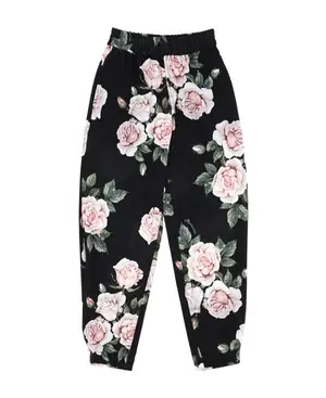 Monnalisa Floral Print Elasticated Waist Trousers - Black