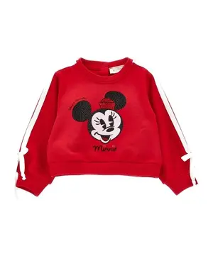 Monnalisa Jersey Sweatshirt With Minnie Mouse Graphic - Ruby Red