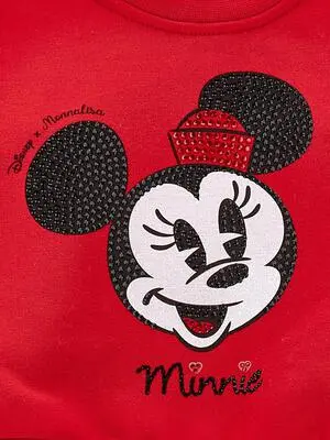 Monnalisa Jersey Sweatshirt With Minnie Mouse Graphic - Ruby Red