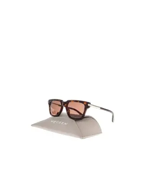 Alexander McQueen T-bar Icon Tortoiseshell Square Frame Sunglasses - Brown