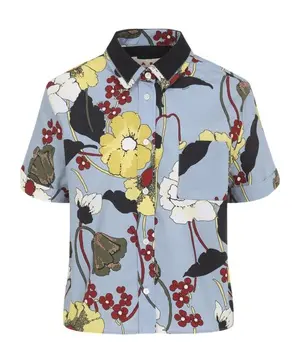 Marni Floral-print Short Sleeve Shirt - Gray
