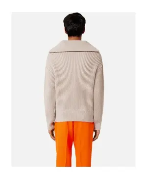 AMI Paris Half-zip Ribbed Knit Sweatshirt - Pink