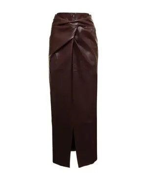 Nanushka Twist-front Faux Leather Maxi Skirt