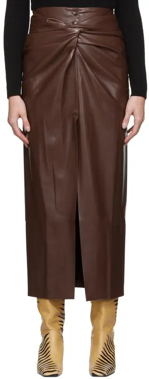 Nanushka Twist-front Faux Leather Maxi Skirt