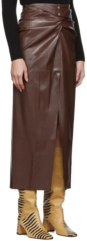 Nanushka Twist-front Faux Leather Maxi Skirt