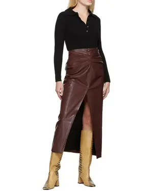 Nanushka Twist-front Faux Leather Maxi Skirt
