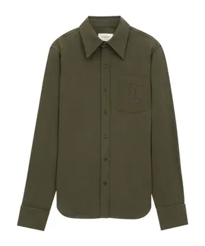Saint Laurent Saint Laurent Cassandre Button-Up Shirt Brown