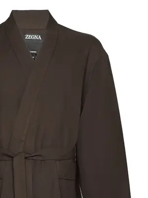 Zegna Long Sleeve Belted Jacket - Brown