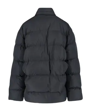 Balenciaga Logo Printed Padded Jacket - Black