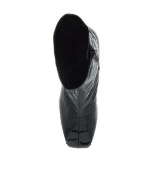 COURREGES Zip Detailed Square Toe Ankle Boots - Black