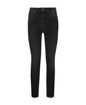 Brunello Cucinelli High-waist Embellished Jeans - Black