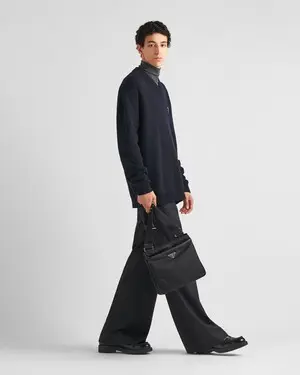 Prada Logo Plaque Zipped Messenger Bag