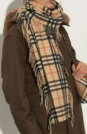 Burberry Checked Fringed-edge Scarf