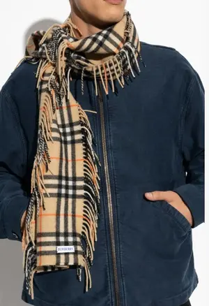 Burberry Checked Fringed-edge Scarf