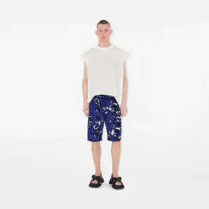 Burberry Printed Shorts With Ekd Decals - Knight Blue