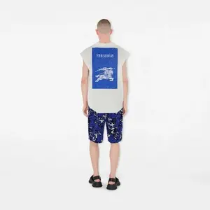 Burberry Printed Shorts With Ekd Decals - Knight Blue