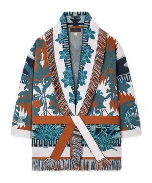 Alanui Island Soul Cardigan - Red Clay-bluish Green