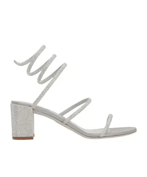 Rene Caovilla Cleo Embellished Serpent Ankle Strap Sandals - Gray
