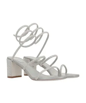 Rene Caovilla Cleo Embellished Serpent Ankle Strap Sandals - Gray