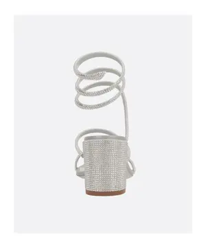 Rene Caovilla Cleo Embellished Serpent Ankle Strap Sandals - Gray