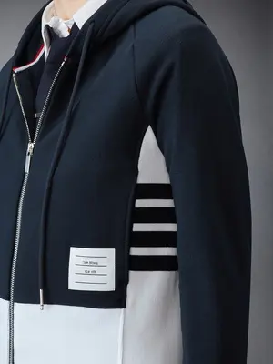 Thom Browne Logo Patch Zipped Hoodie