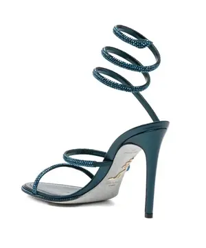 Rene Caovilla Embellished Spiral Heeled Sandals - Blue