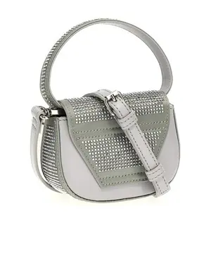 DIESEL® 1dr Xs Logo Plaque Embellished Crossbody Bag - Gray