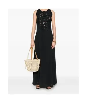 FORTE_FORTE Floral Applique Maxi Dress