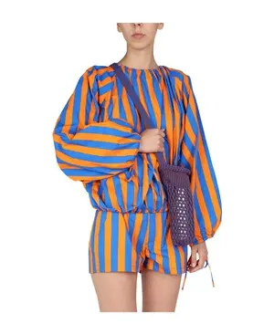 Sunnei Striped Puff Sleeve Blouse - Blue