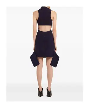 COURREGES Courrèges Belted Mini Skirt - Navy Blue