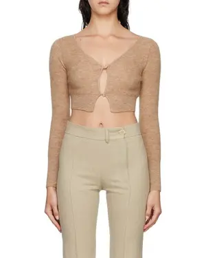 Jacquemus Long Sleeve Cropped Cardigan - Nude